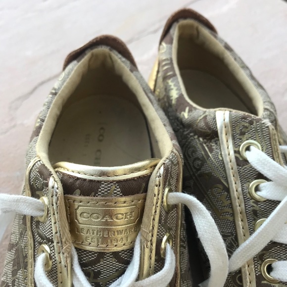 Coach | Shoes | Coach Barrett Metallic Gold Sneakers | Poshmark